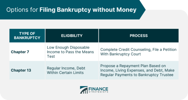 Filing Bankruptcy Without Money | Options and Alternatives